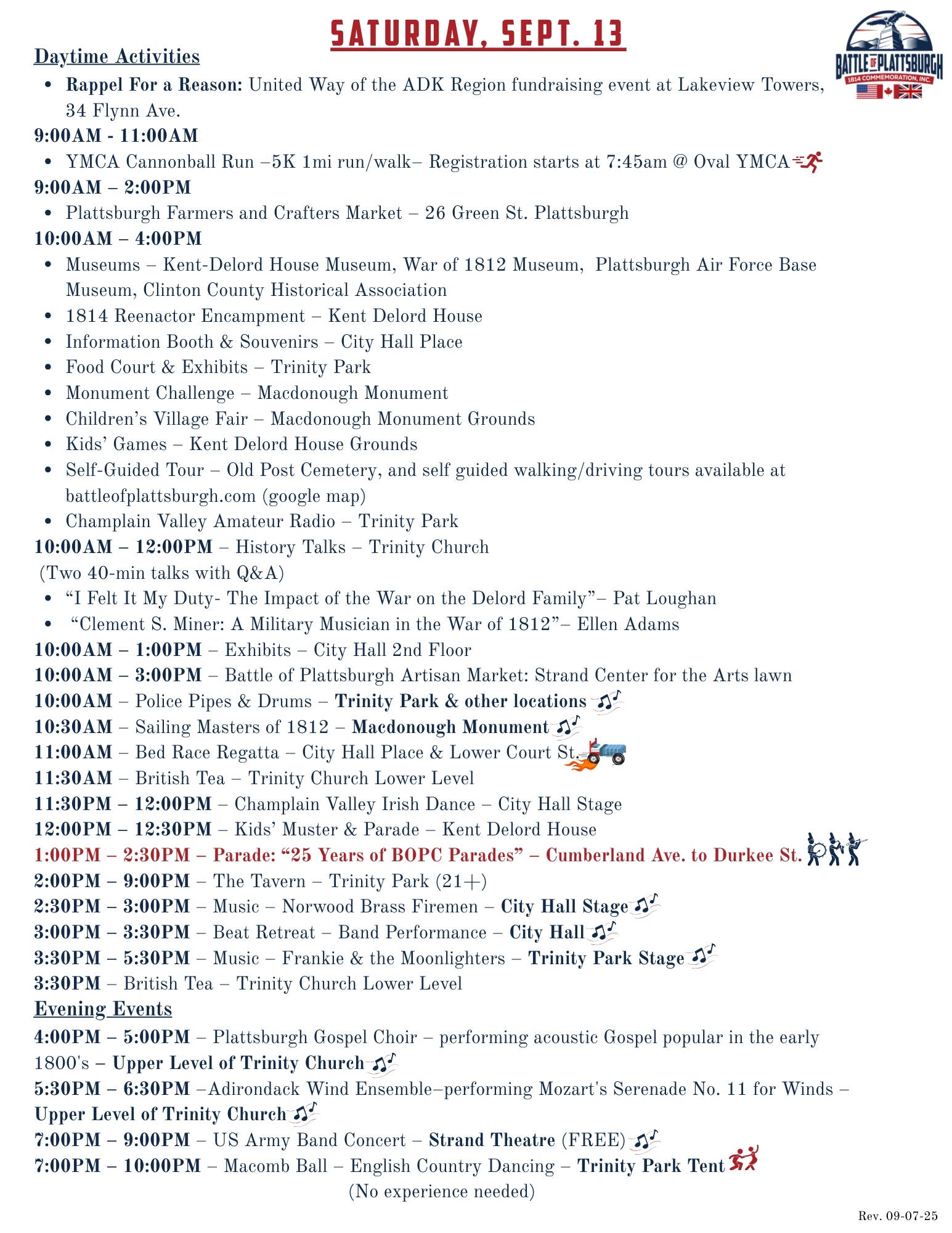 Schedule & Events | The Battle of Plattsburgh - 1814 | Plattsburgh, NY ...